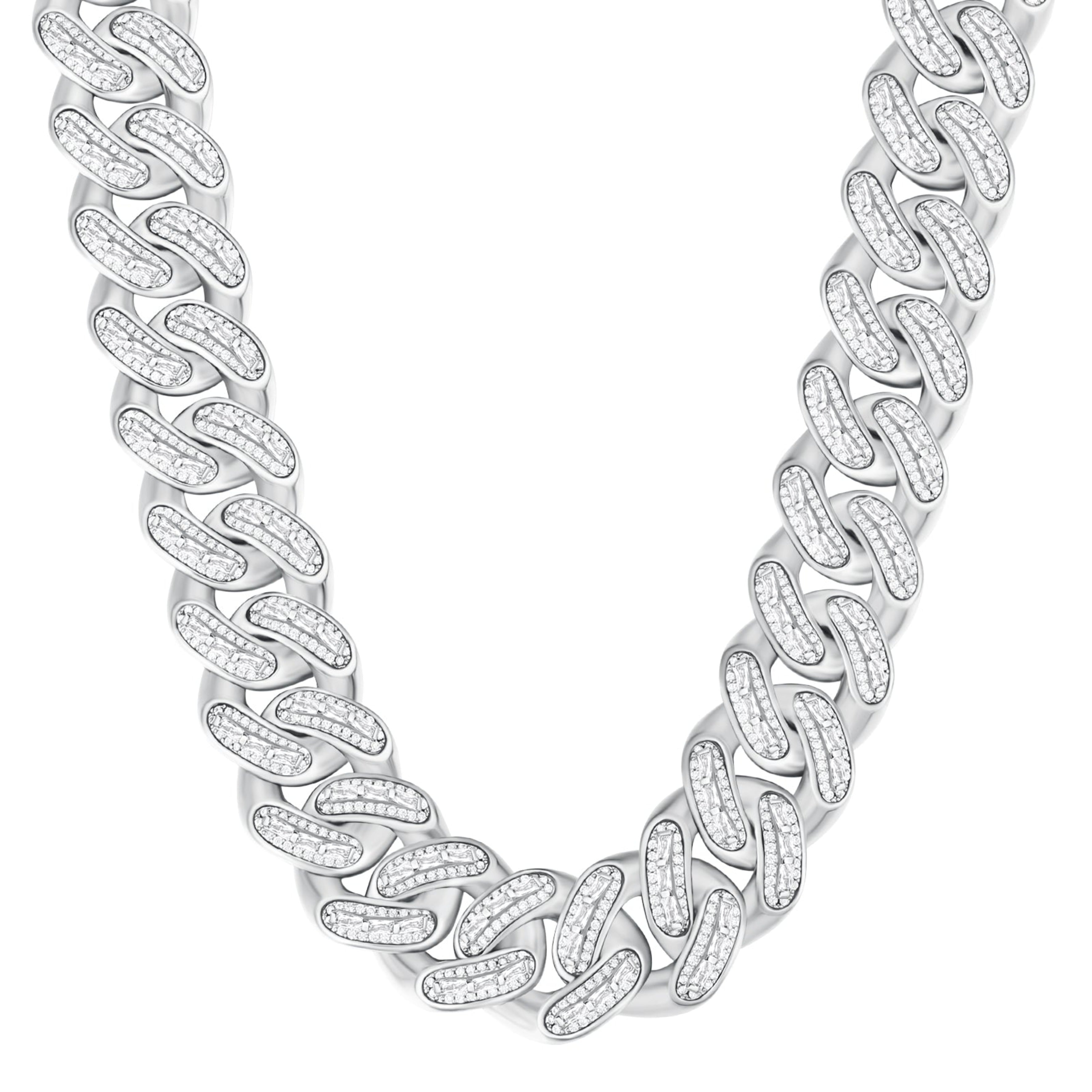 20MM EMERALD CUBAN CHAIN - WHITE GOLD – Aurum and Glacier